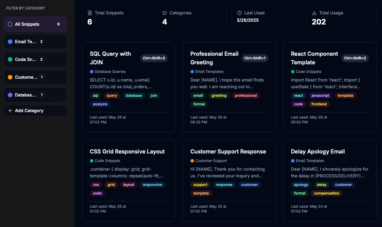 ClipPanel — Your snippets, perfectly organized